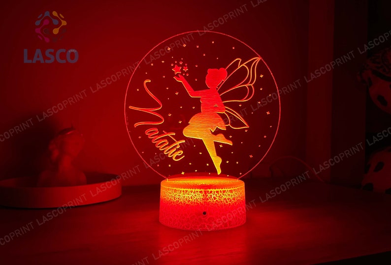 Fairy Kids Personalized Acrylic Night Light | Perfect Birthday Gift for ...