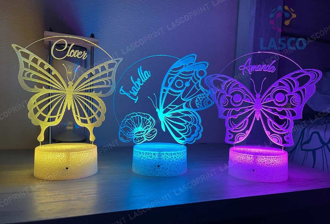 Kids Personalized Acrylic Night Light Laser Kids Butterflies | Perfect ...