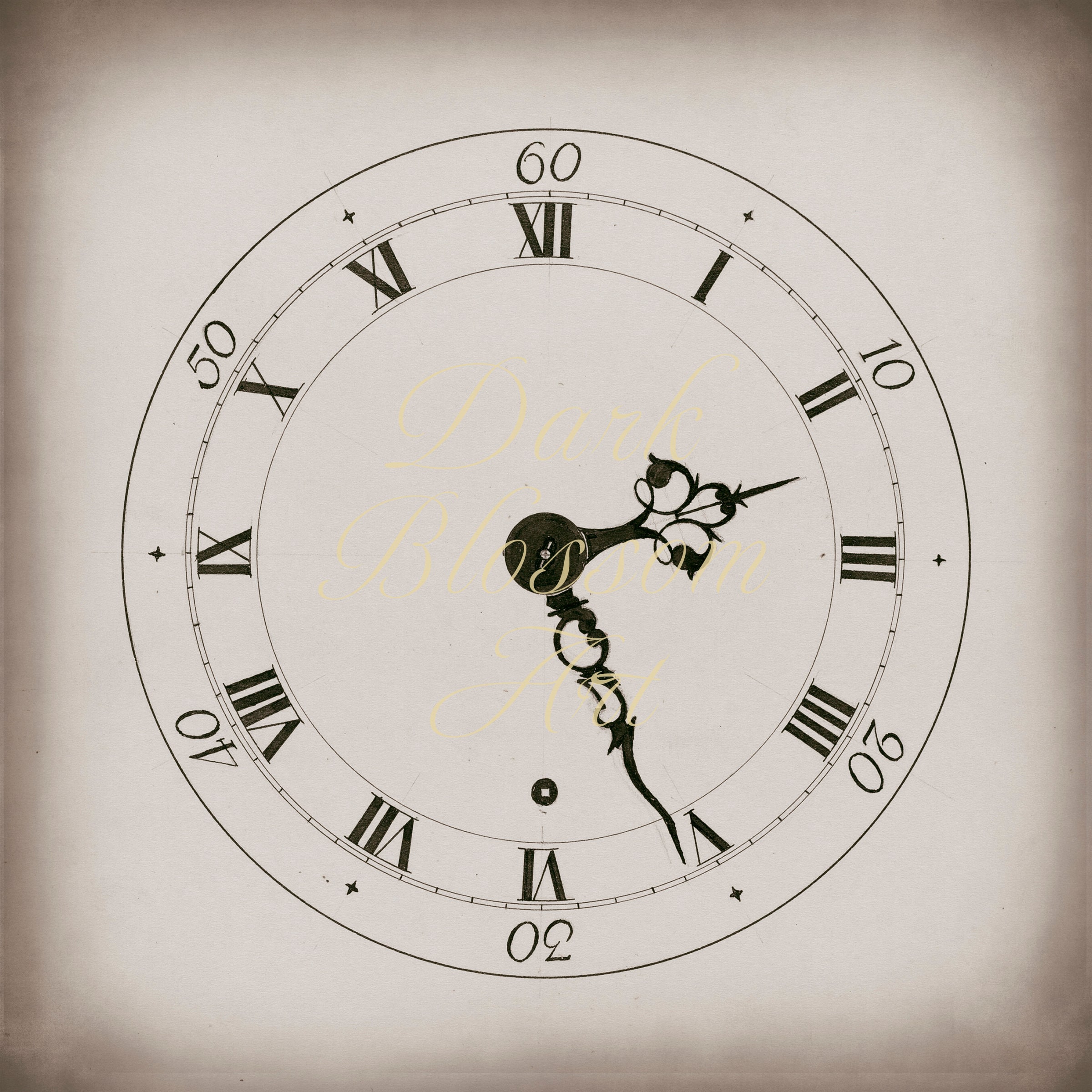 Vintage Clock Print, Antique Watch, Time Travel, Fantasy Art, Dark ...