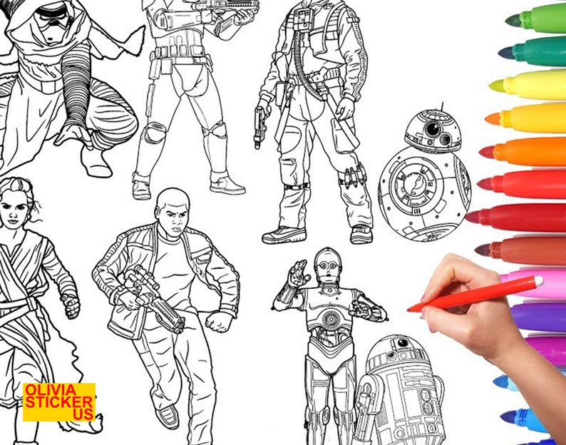 30 Star Wars Printable Coloring Page. 30 Coloring Pages Package 1. PDF ...