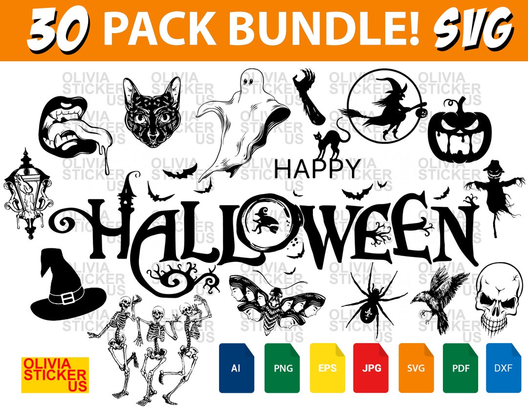 30 Halloween SVG Bundle, Fall Svg, Autumn Svg, Ghost, Pumpkin, Cut File ...