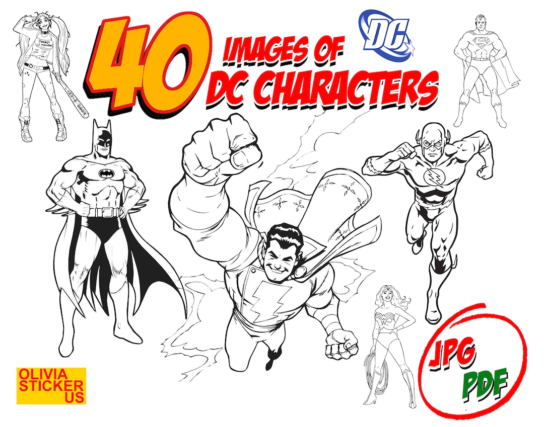 40 X Popular D-C Superhero, Coloring Book, Birthday Coloring Activity ...