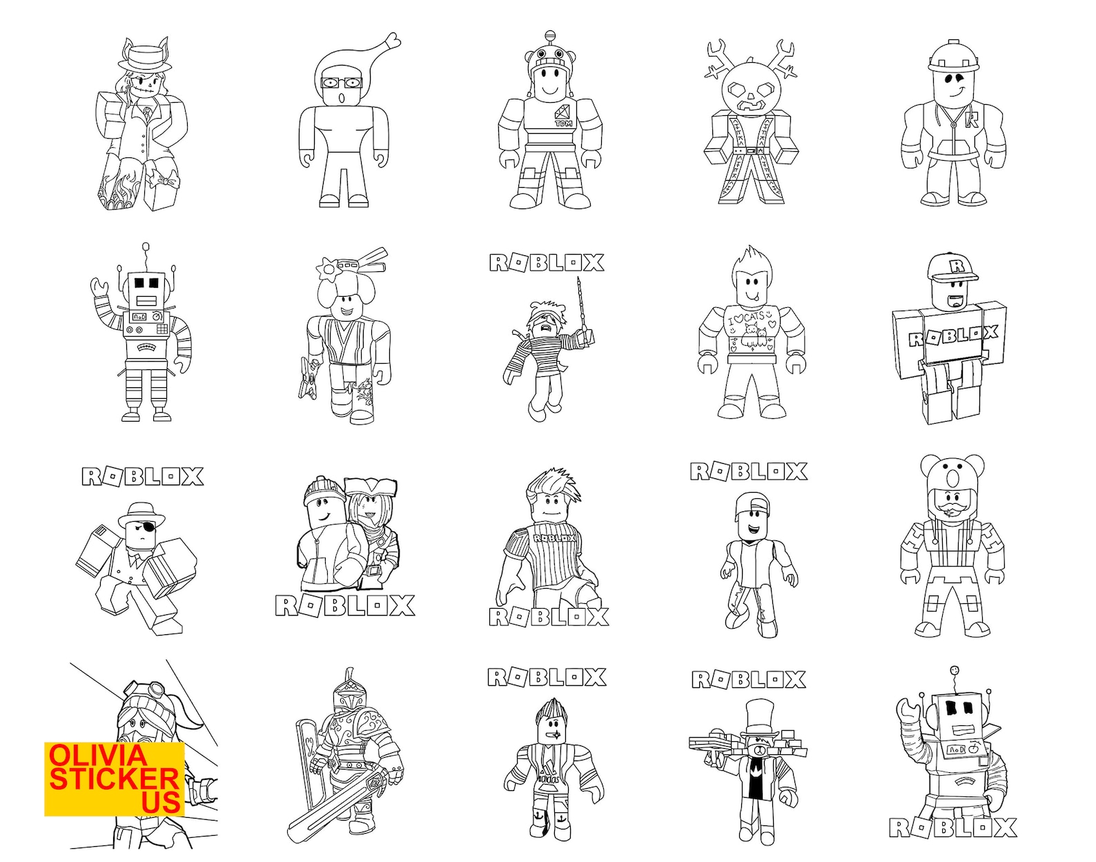 Roblox Printable Coloring Page. 20 Coloring Pages. PDF and JPG. - Etsy