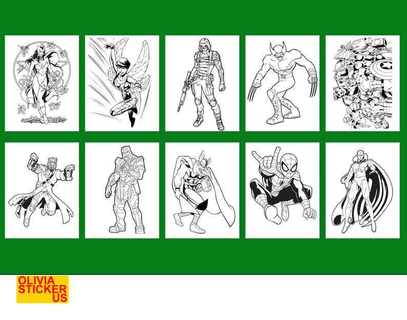 40 X Popular MARVEL Superhero, Coloring Book, Avengers Coloring ...
