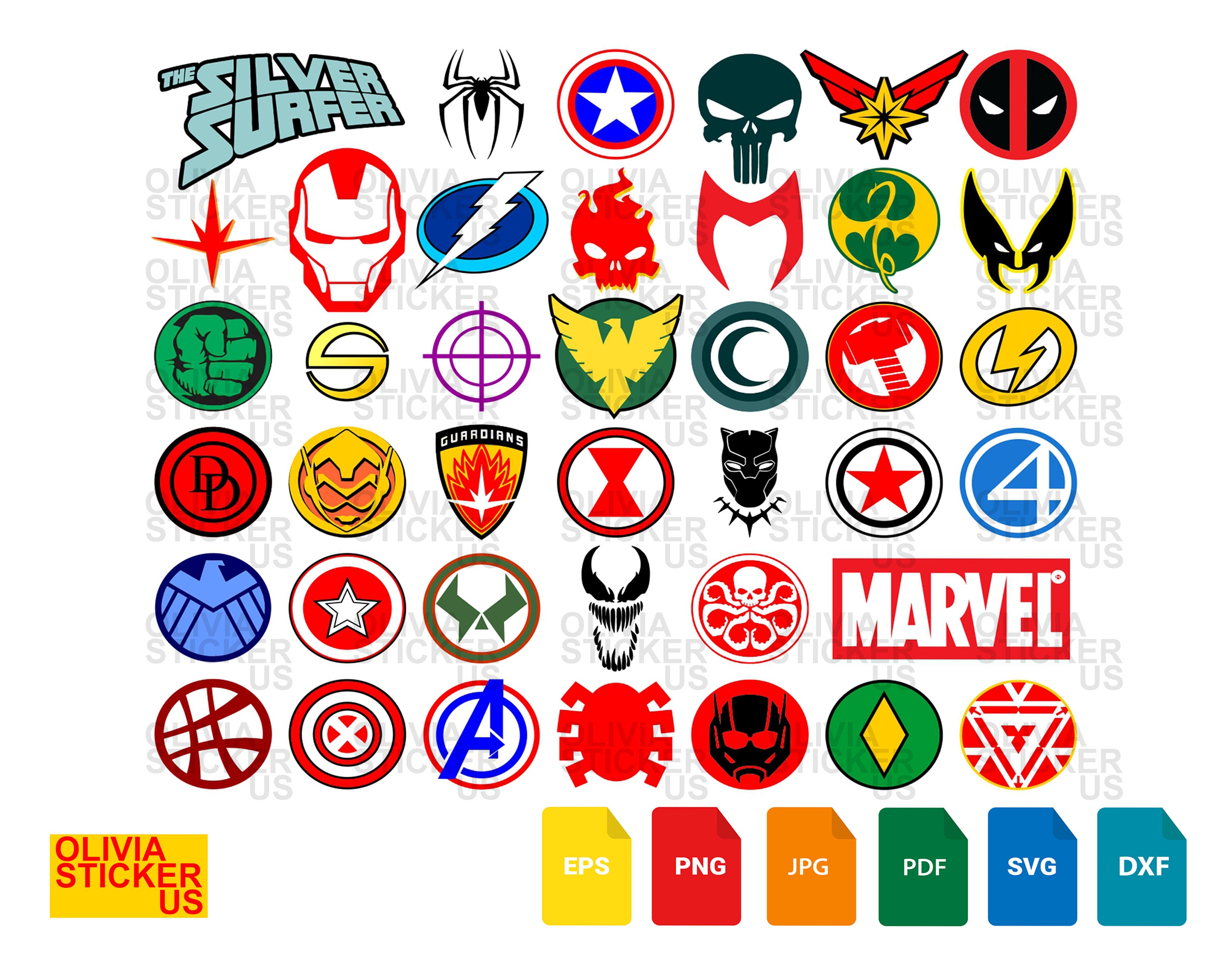 40 Mar-vel Super Hero Logo SVG, Clipart and Cricut, Designs, Silhouette ...