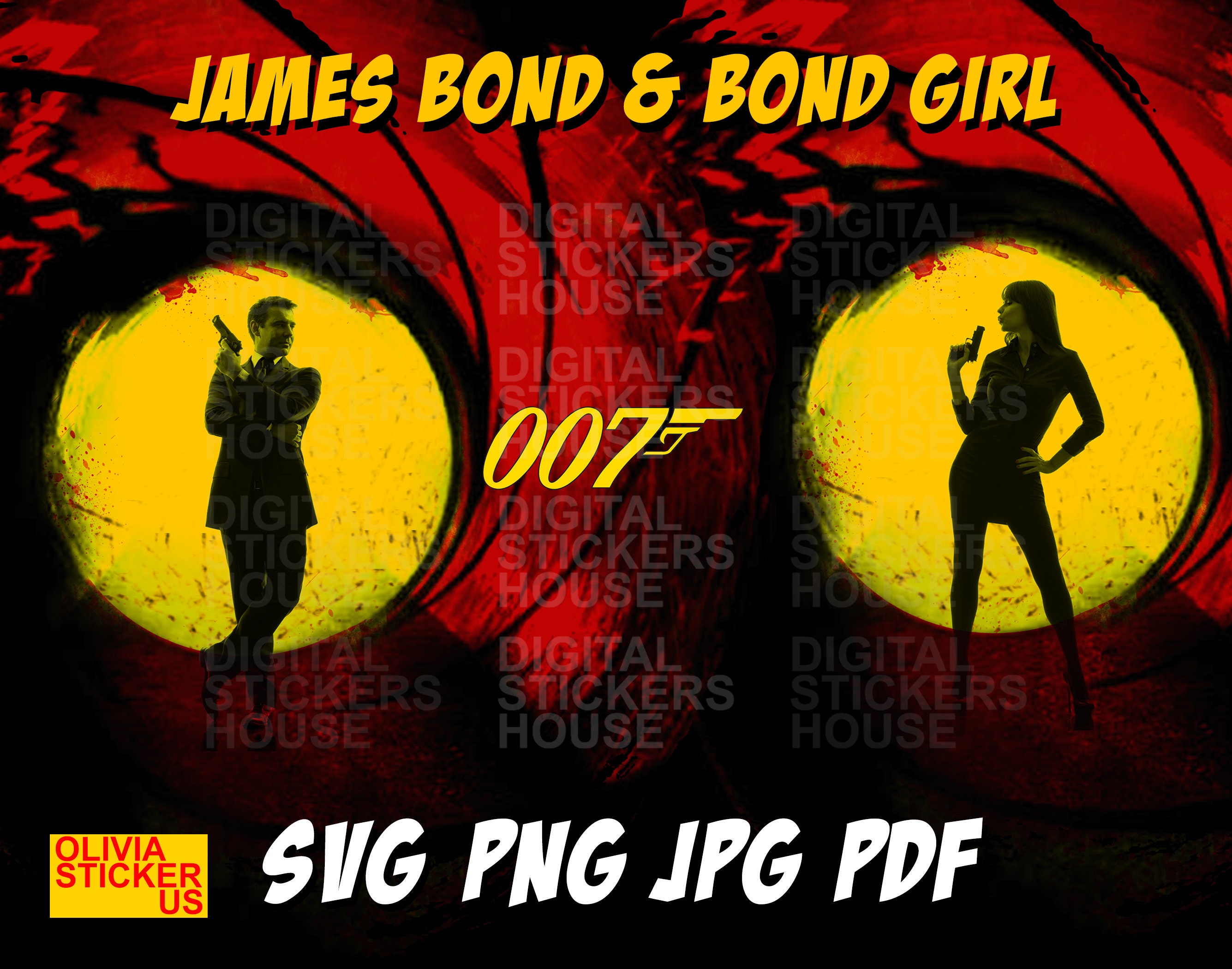 James Bond + Bond Girl - James Bond SVG Digital Cut Files - 007 SVG ...