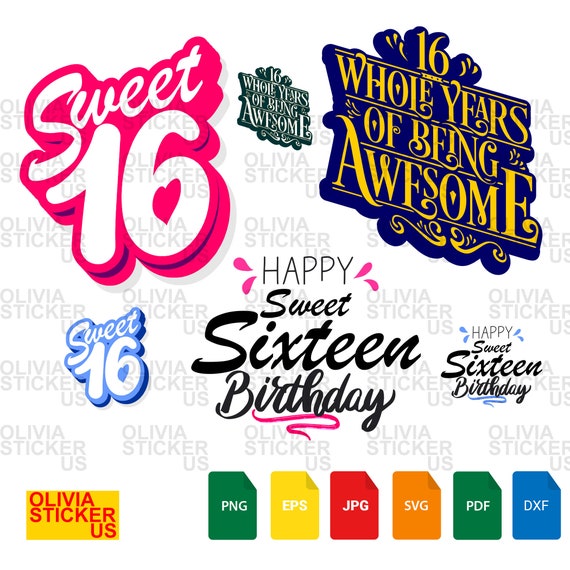 Sweet 16 SVG Digital Cut Files Sweet Sixteen Birthday SVG - Etsy UK