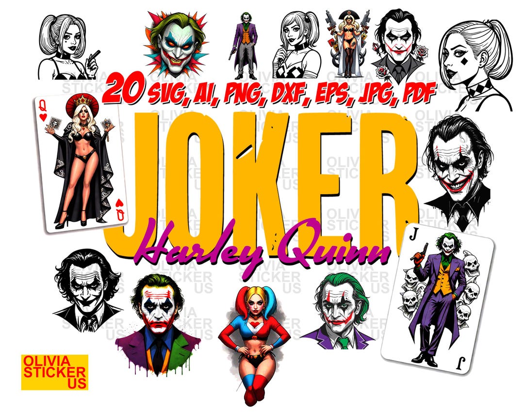 20 Joker and Harley Quinn SVG Bundle | Dynamic Digital Designs for ...