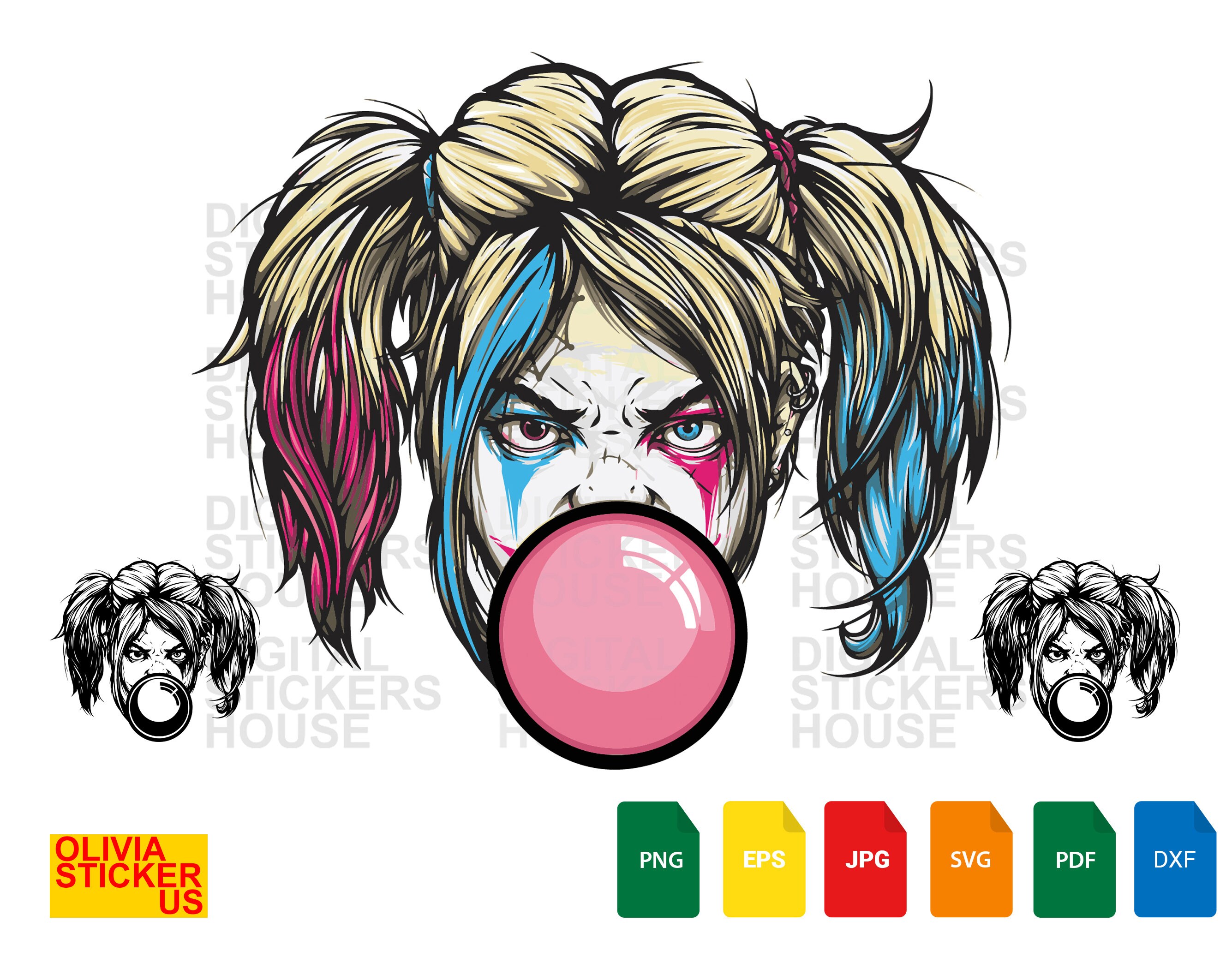 Harley Quinn Svg Epspngpdf Digital Download Digital Etsy