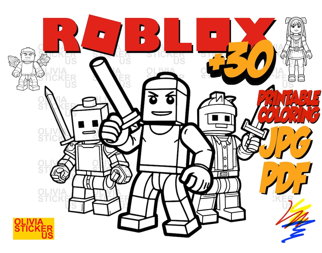 Roblox Printable Coloring Page. 30 Coloring Pages. PDF and JPG. - Etsy