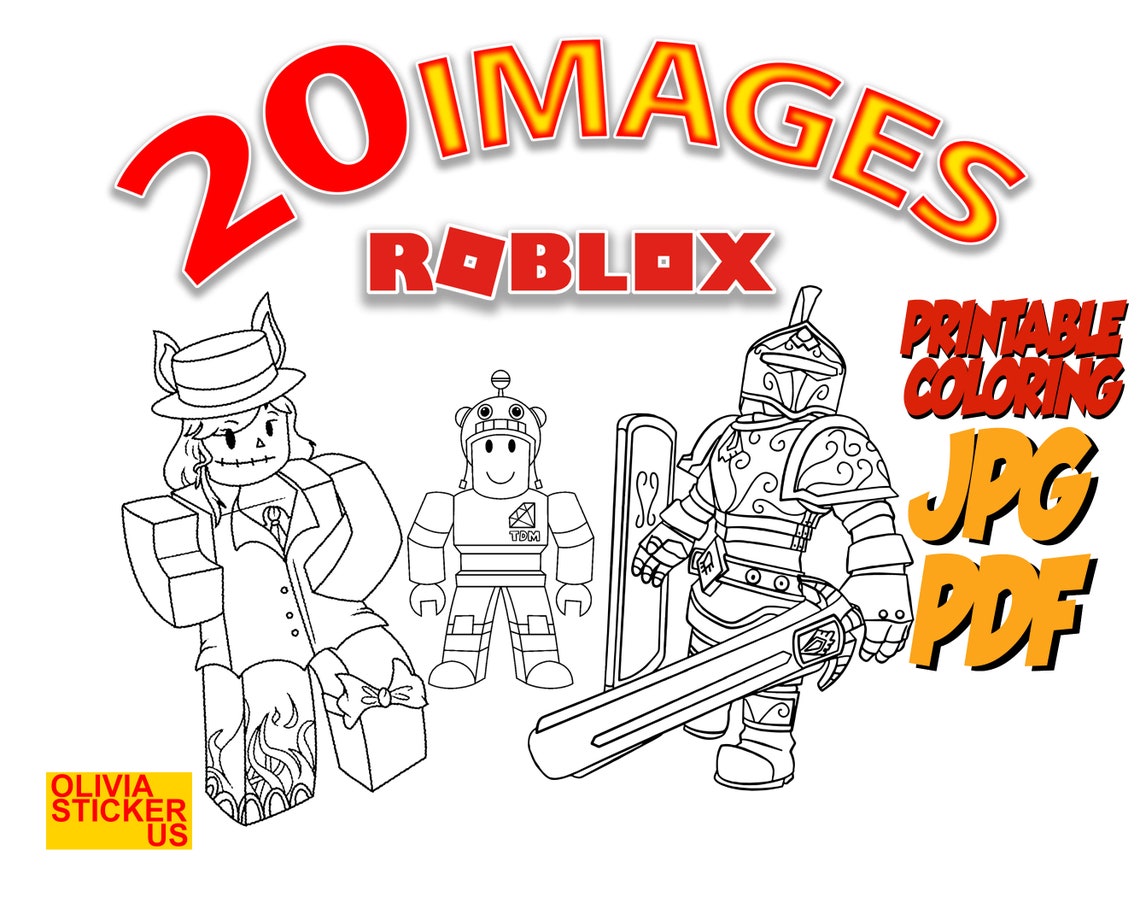 Roblox Printable Coloring Page. 20 Coloring Pages. PDF and JPG. - Etsy
