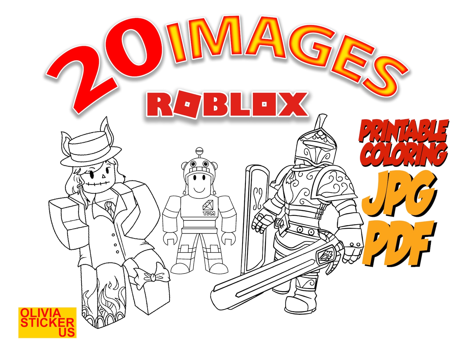 Coloriage Roblox à imprimer. 20 pages à colorier. PDF et JPG. - Etsy France