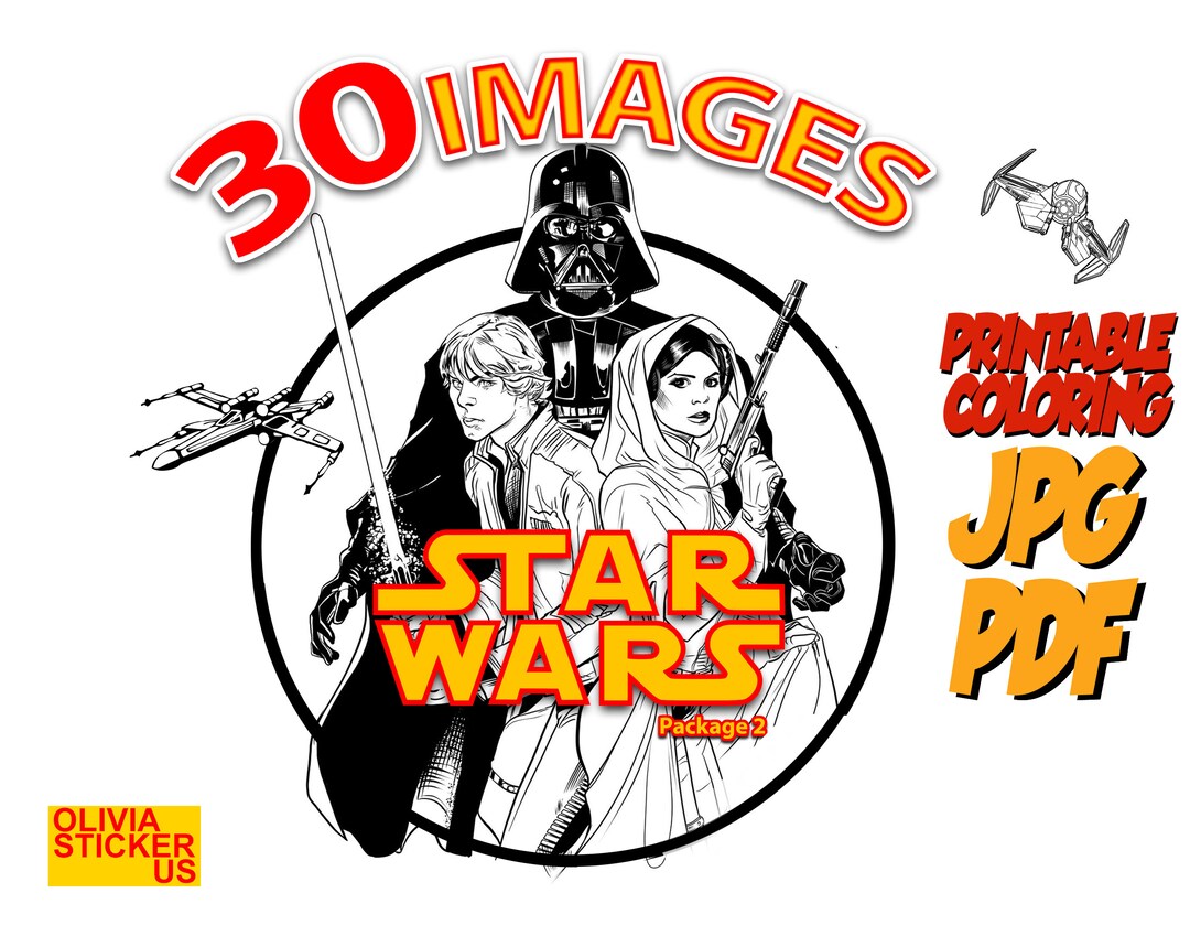 30 Star Wars Printable Coloring Page. 30 Coloring Pages Package 2. PDF ...