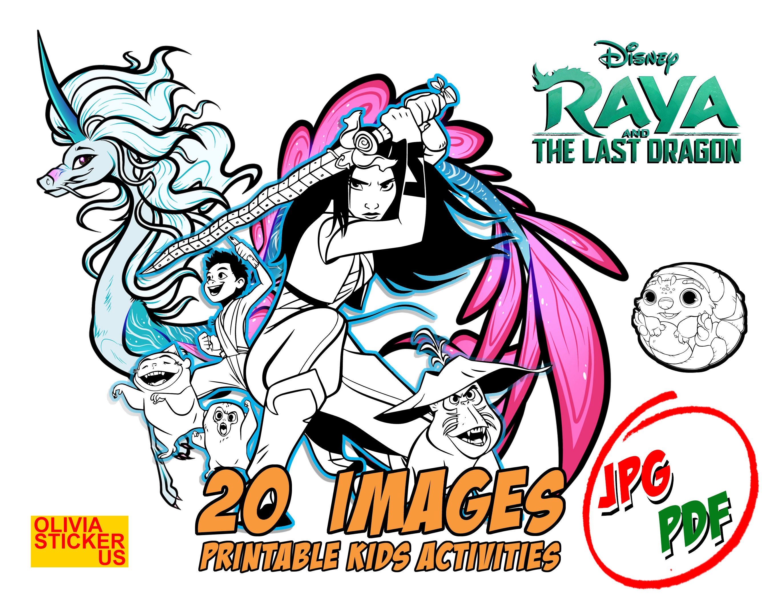 Raya and the Last Dragon Coloring Page. 20 Coloring Pages for Kids at ...