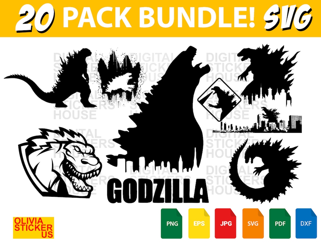 20 Unique Godzilla Clip Art, Cricut, Digigns, Silhouette Files, Svg ...
