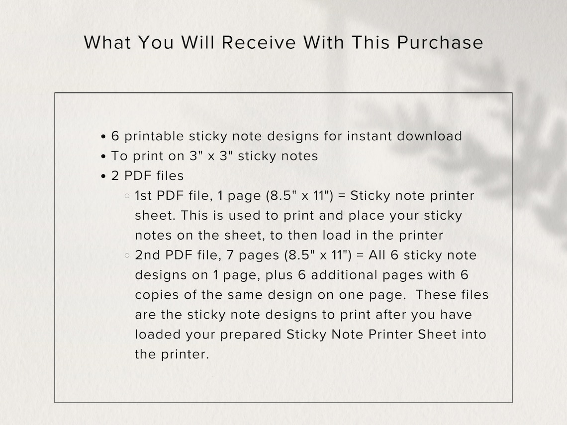 Printable Productivity Sticky Notes, Minimalist Sticky Note, Digital ...