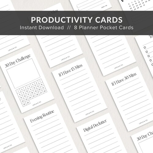 Printable Productivity Planner Cards Planner Pocket Cards - Etsy