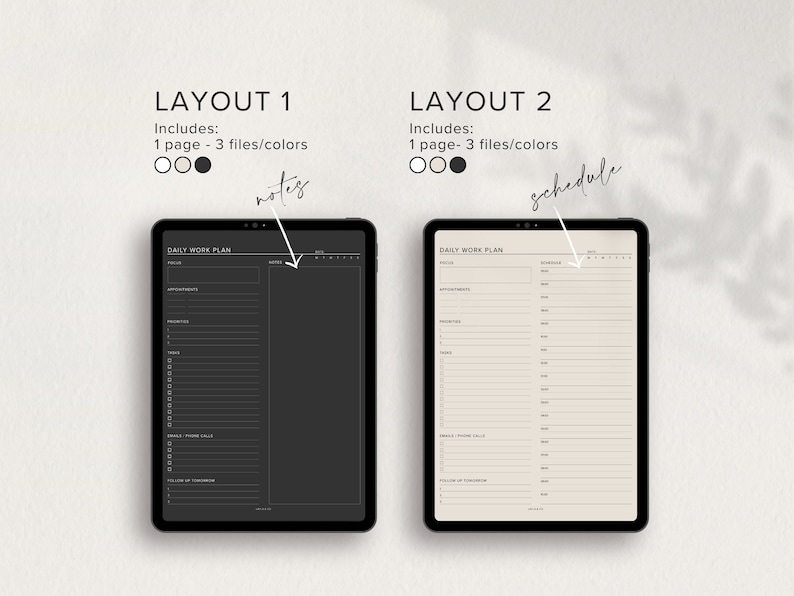 Minimalist Digital Daily Work Planner | Digital Planner iPad PDF ...