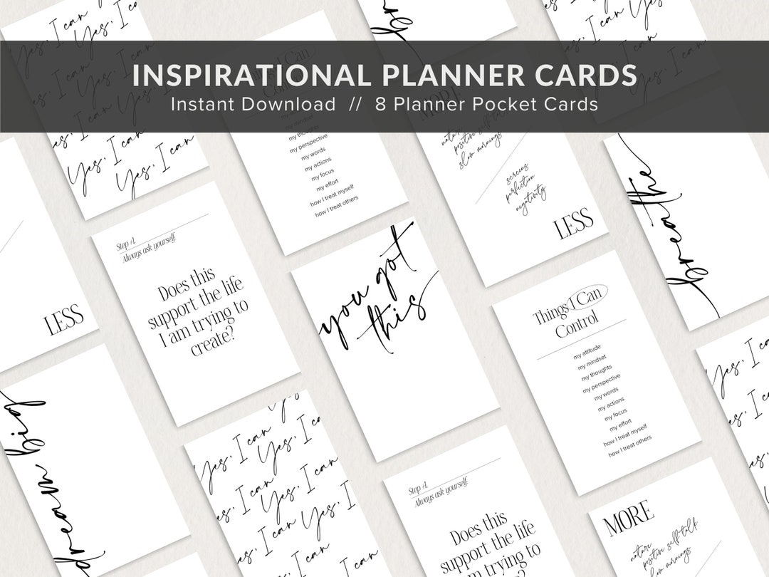 Printable Planner Cards, Motivational Planner Pocket Inserts, Journal ...