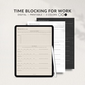 Minimalist Digital Work Planner Time Blocking | Digital Planner iPad ...