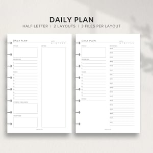 Minimal Printable Daily Planner, Half Letter Planner Insert, Disc Bound ...