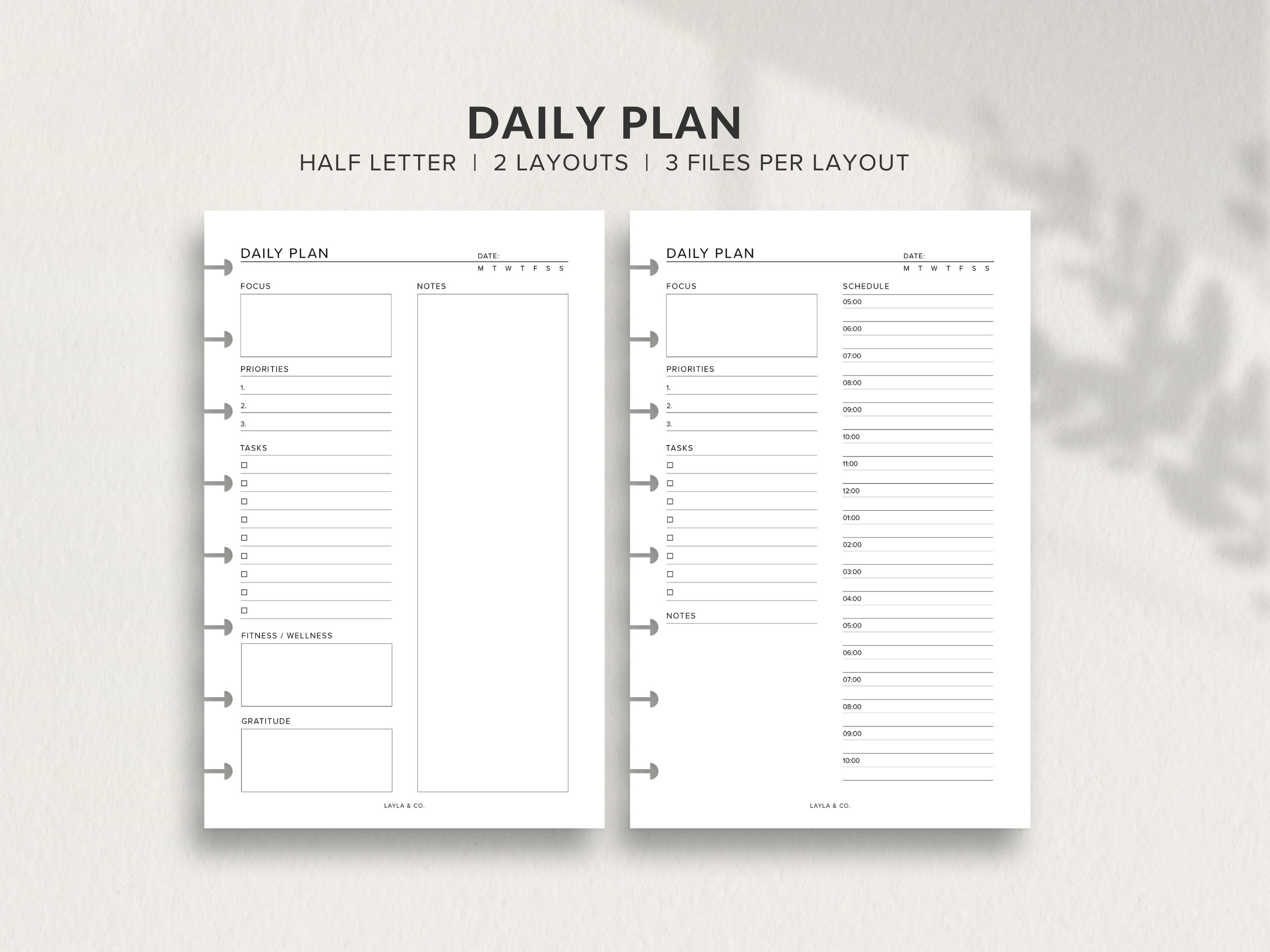Minimal Printable Daily Planner, Half Letter Planner Insert, Disc Bound ...