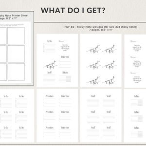 Printable Productivity Sticky Notes, Minimalist Sticky Note, Digital ...