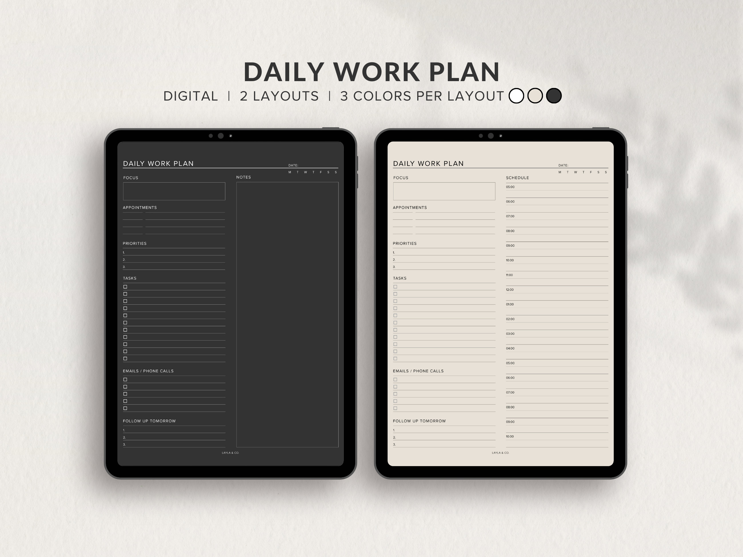 Minimalist Digital Daily Work Planner | Digital Planner iPad PDF ...