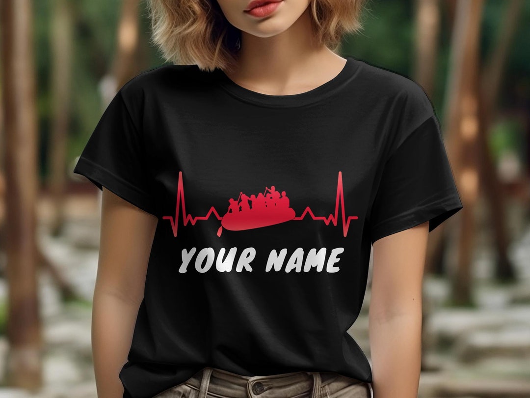 Rafting Raft Heartbeat Line Dad Gift Personalized Shirt, Custom Name T ...