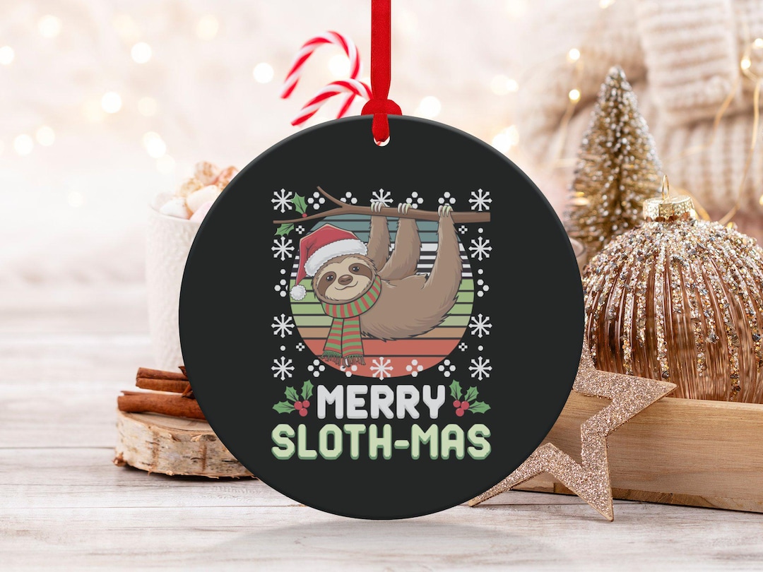 Cute Sloth Christmas Ornament, Merry Slothmas Tree Decorations, Holiday ...