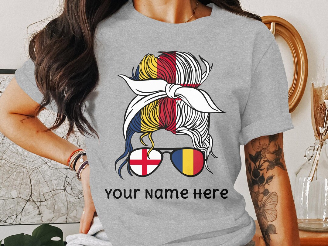 Personalized Name Romania England Flag Sunglasses T-shirt, Custom ...