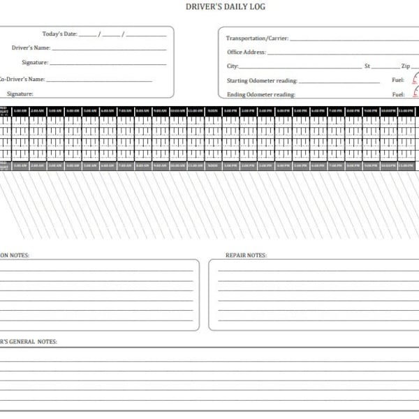 Driver Daily Log Book - Etsy