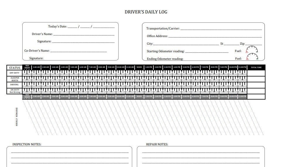 Trucker's Driver's Daily Log - Etsy