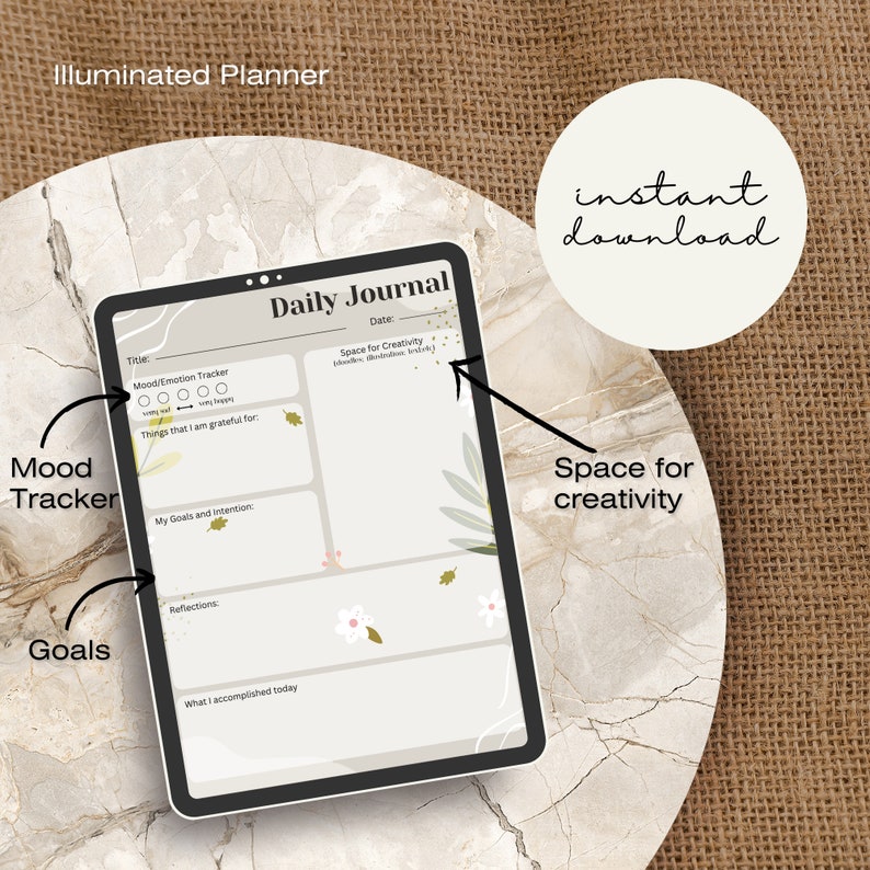 Daily Journal Printable Weekly Journal Mood Tracker, Digital Daily ...