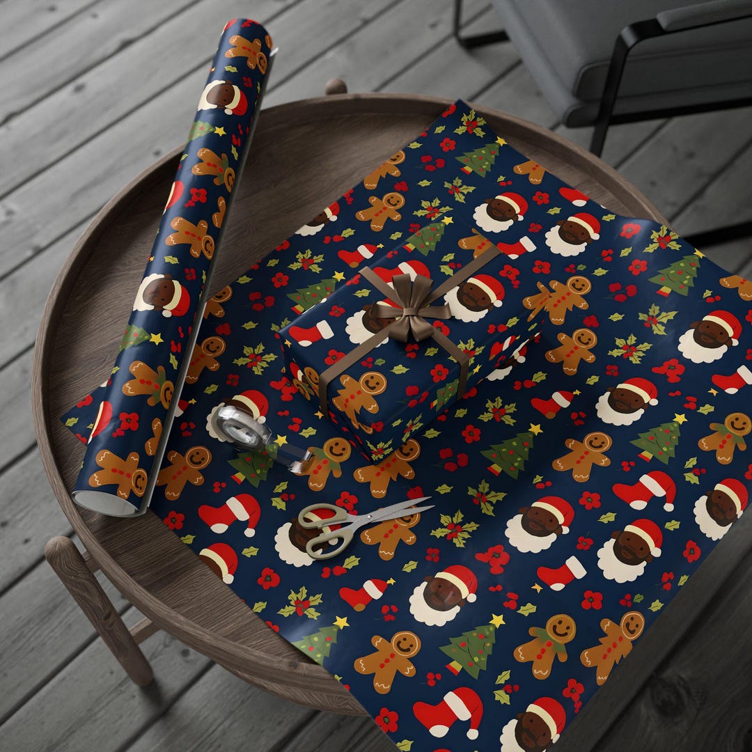Christmas Holiday Icons Wrapping Paper | Santa, Reindeer, Holly ...