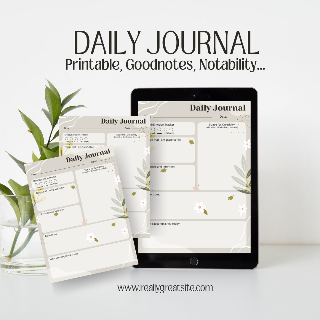 Daily Journal Printable Weekly Journal Mood Tracker, Digital Daily ...