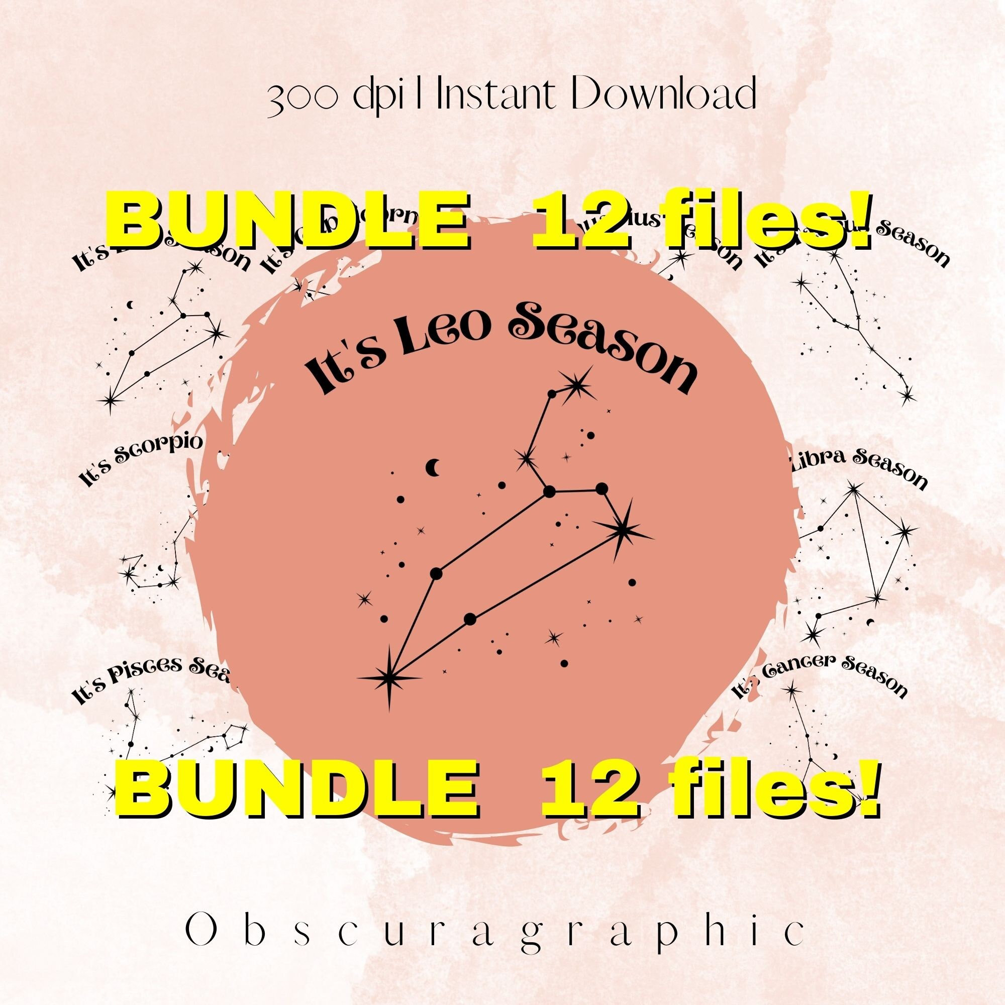 Bundle 12 Constellation Zodiac PNG, Astrology PNG, Horoscope PNG ...