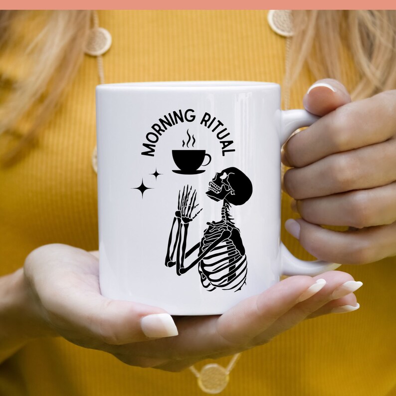 Morning Ritual Png Skeleton Png Coffee Png Single Color File Cut File ...