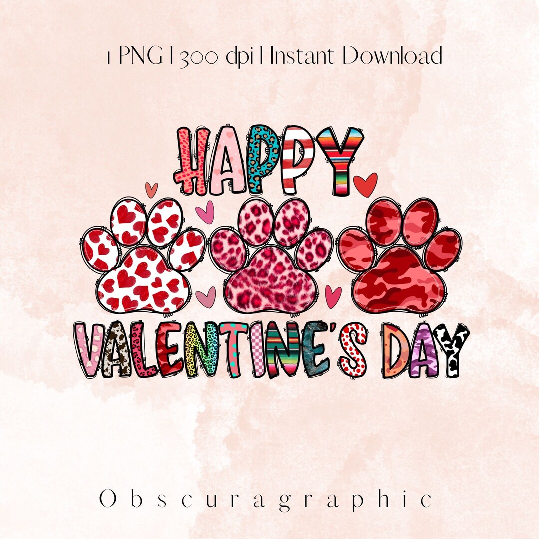 Paw Prints PNG, Valentines Day PNG, Digital Download, Dog Valentine's ...