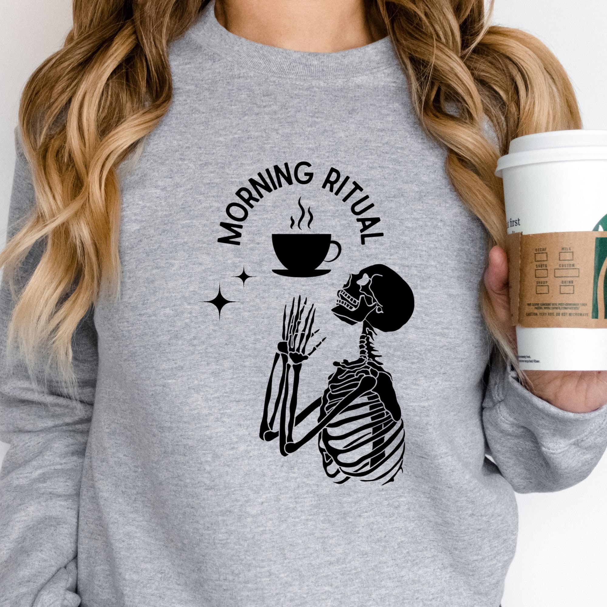 Morning Ritual Png Skeleton Png Coffee Png Single Color File Cut File ...