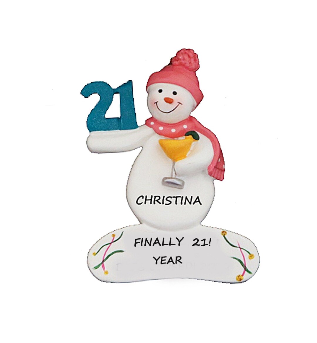 Snowman Turning 21 Personalized Christmas Ornament - Celebrating ...