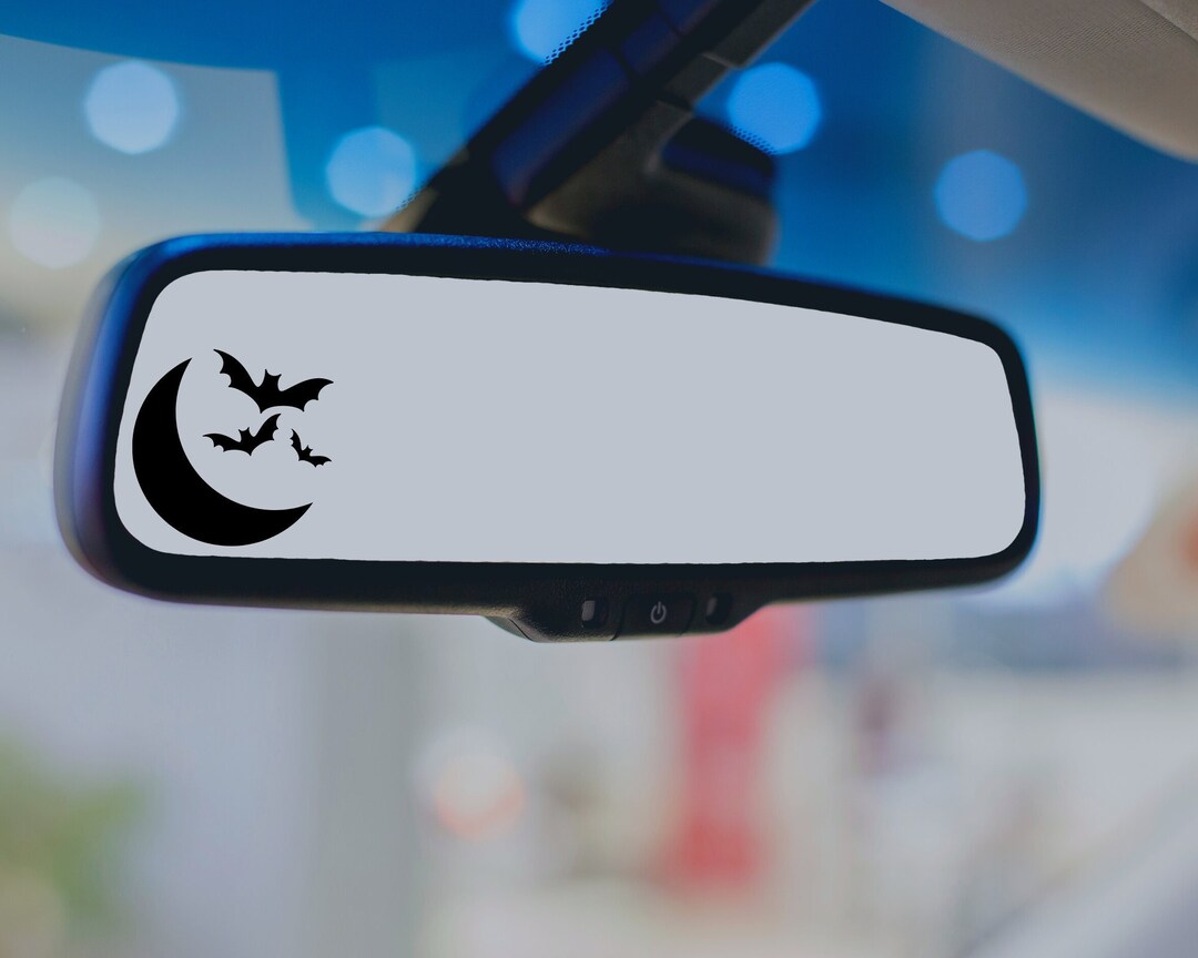 Bats and Moon Rearview Mirror Decal, Halloween Car Decal, Spooky Decal ...