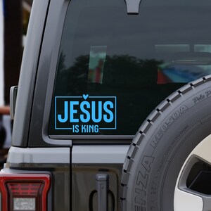 Jesus is King Car Decal, Christian Car Sticker, Religious Gift, Cute ...