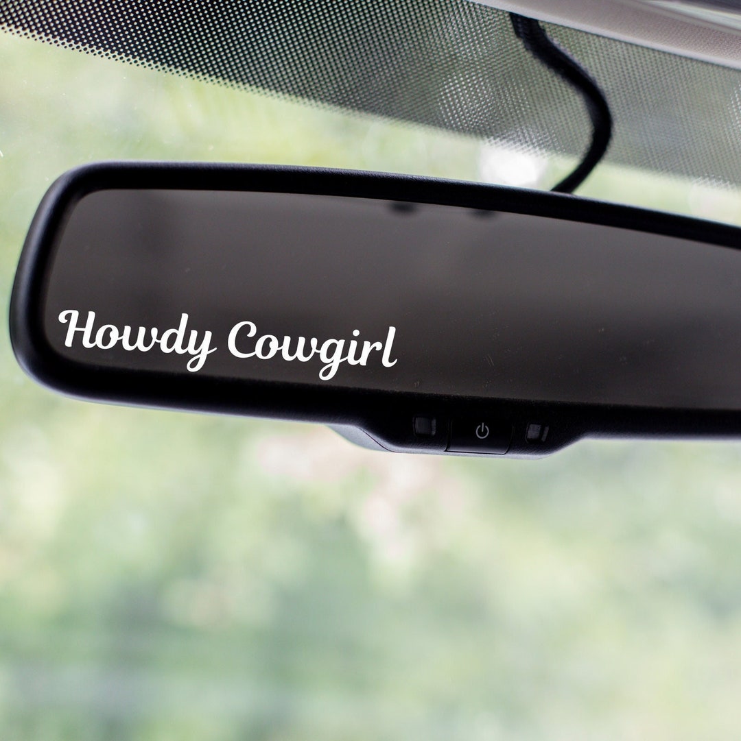 Western Mirror Sticker, Howdy Cowgirl Rearview Mirror Decal, Equestrian ...