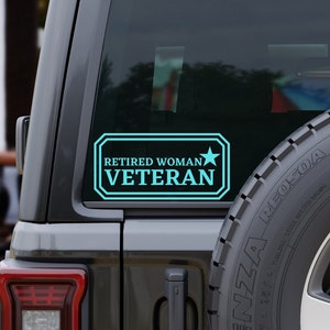 Retired Woman Veteran Car Decal, Military Women, Vinyl Decal, Bumper ...