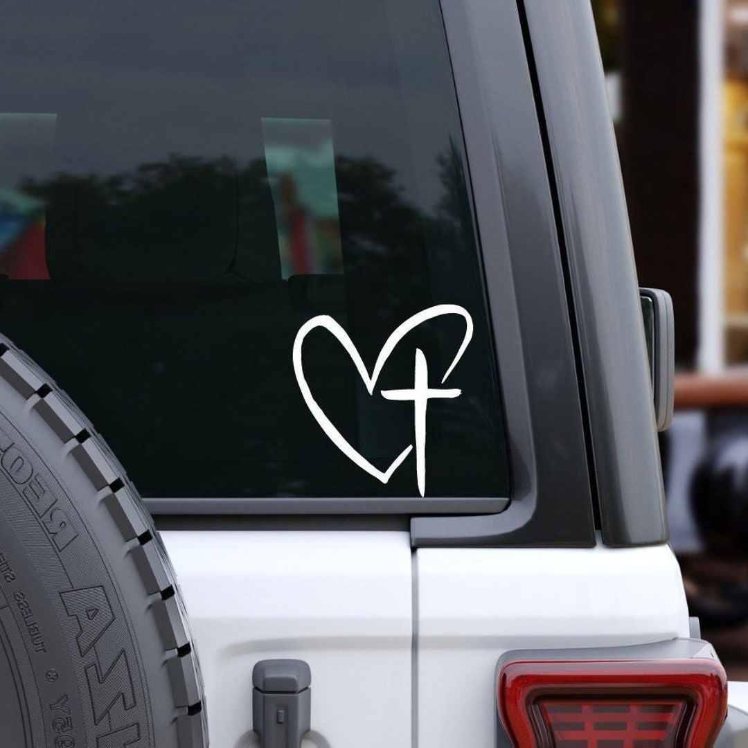 Heart With Cross Decal Christian Ts Religious Car Decal Etsy