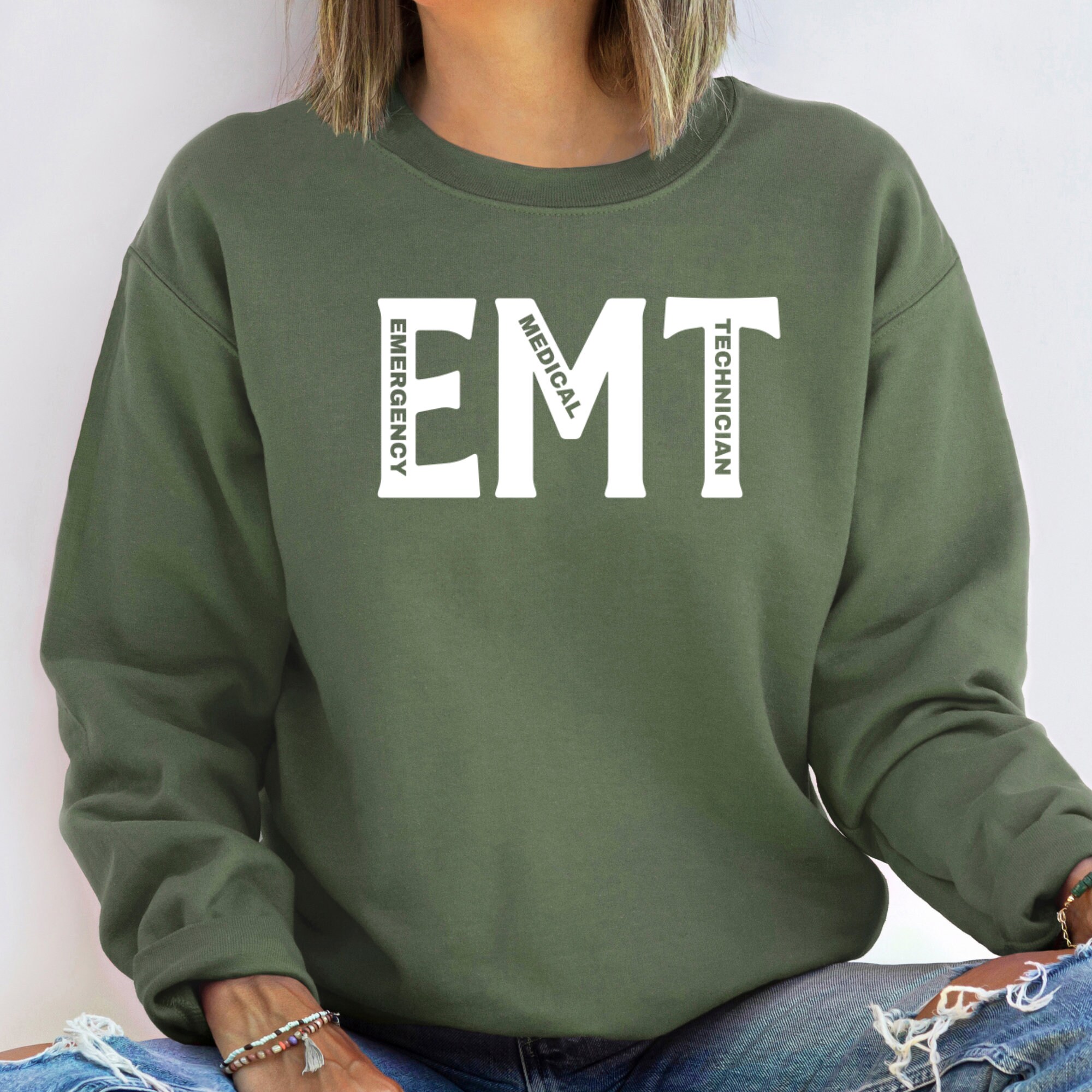 EMT Sweatshirt, Emergency Medical Technician Crewneck, EMT Nurse T ...