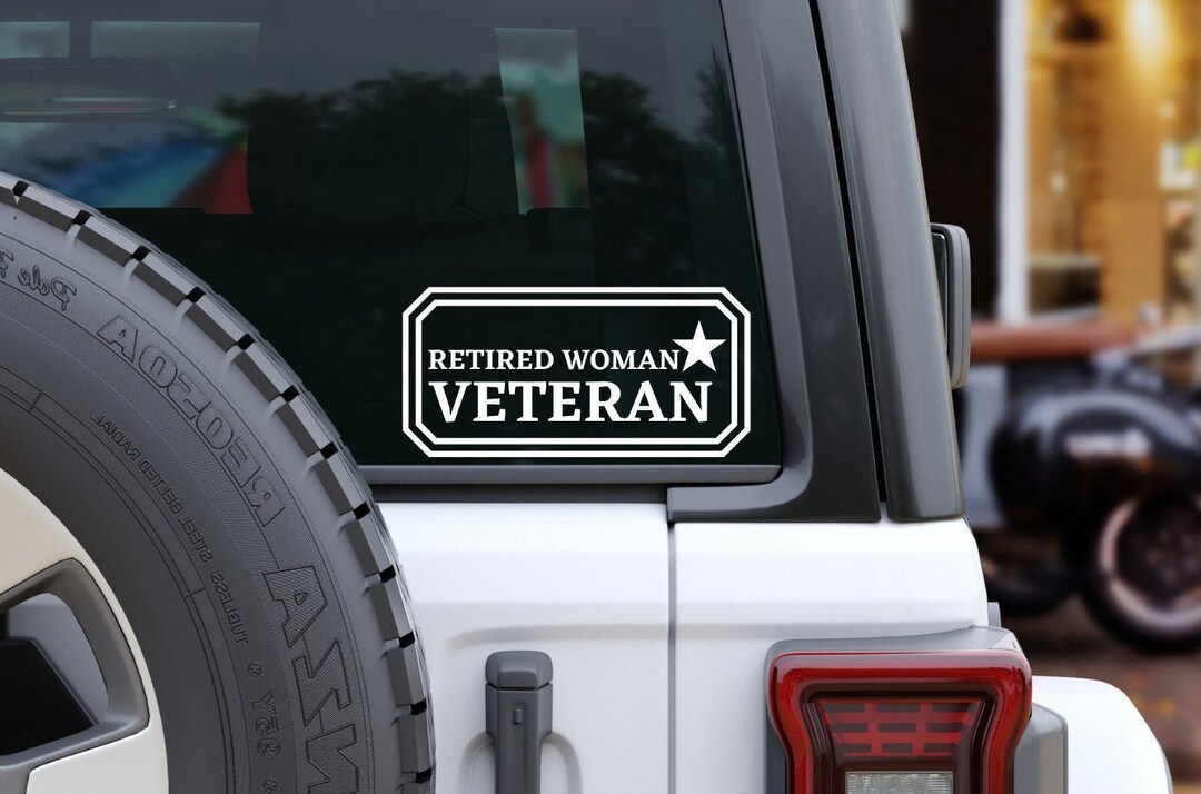 Retired Woman Veteran Car Decal, Military Women, Vinyl Decal, Bumper ...