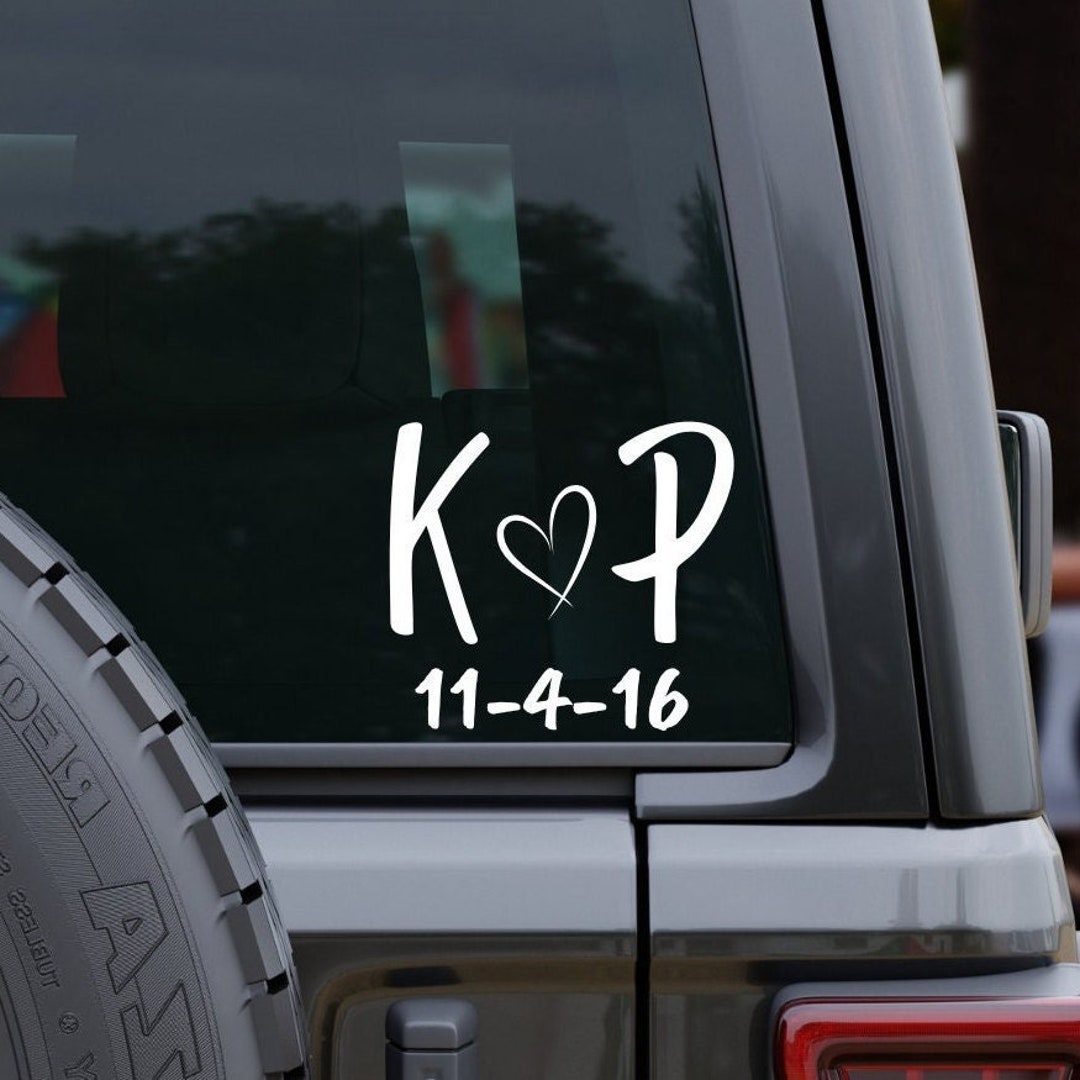 Couples Initials Custom Decal, Wedding Date Decal, Anniversary Date ...