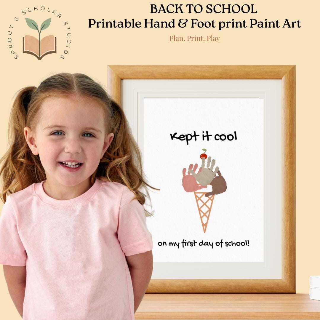 First Day of School | Handprint Art | Back to School | Printable DIY ...